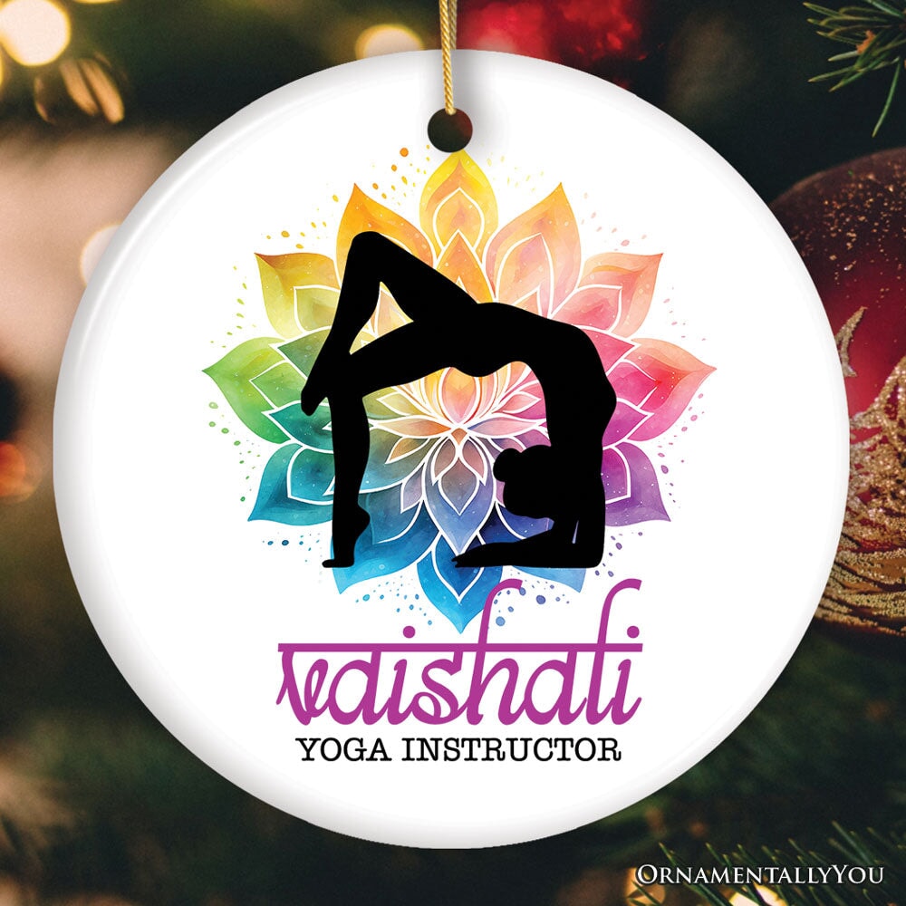 Colorful and Zen Custom Hatha Yoga Poses Ornament | OrnamentallyYou