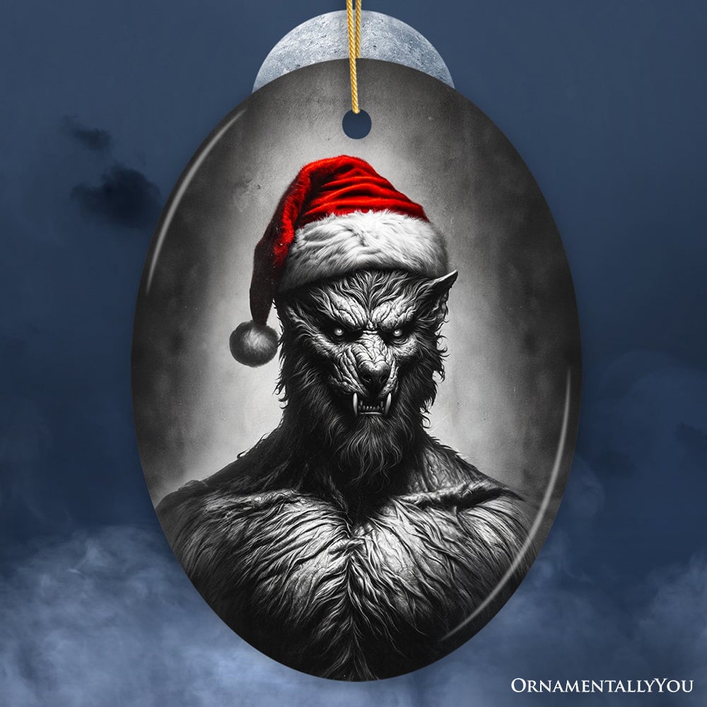 Beastly Werewolf with Santa Hat Ornament Horror Decor| OrnamentallyYou