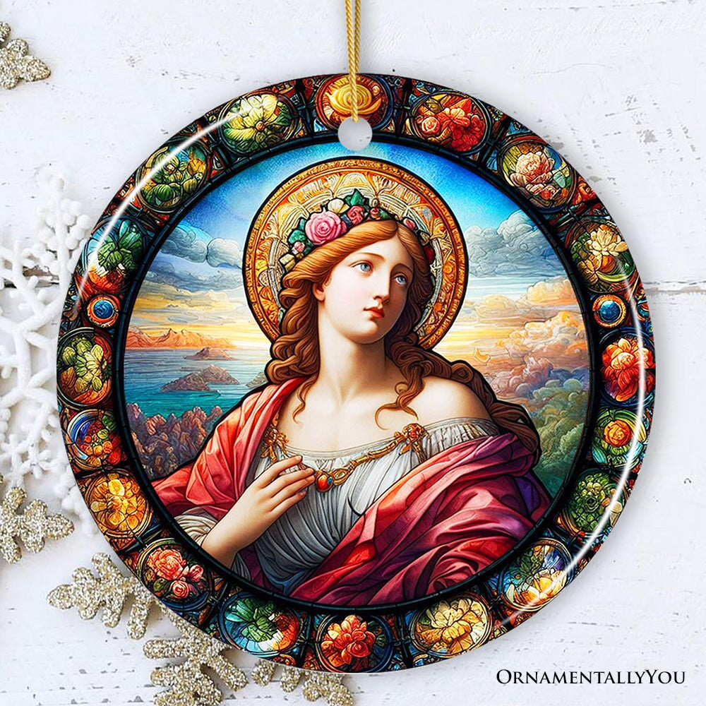Beautiful Woman Renaissance Stained Glass Ornament| OrnamentallyYou