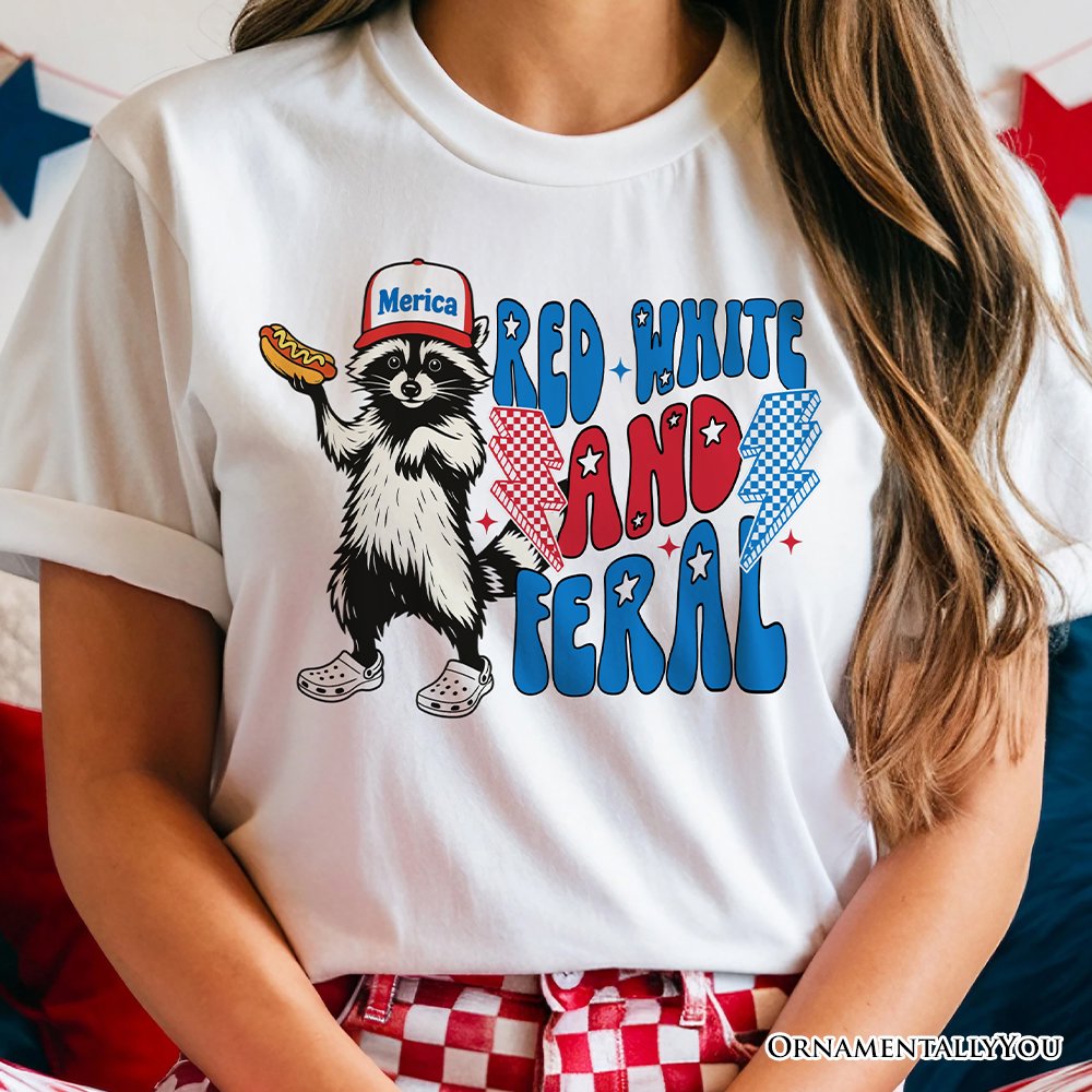 Red, White & Feral Raccoon T-Shirt, Wild Patriot Tee | OrnamentallyYou