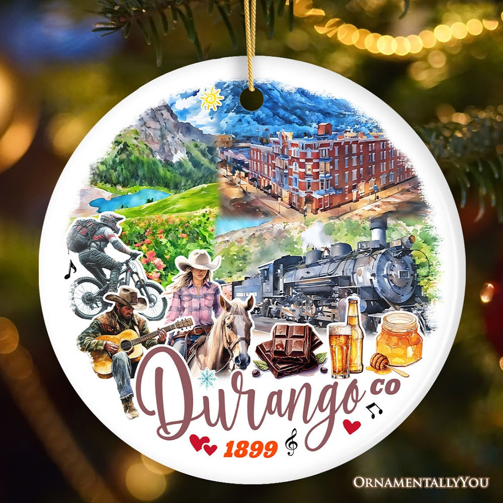 Rustic Durango Colorado Ornament, Mountain Train Town| OrnamentallyYou