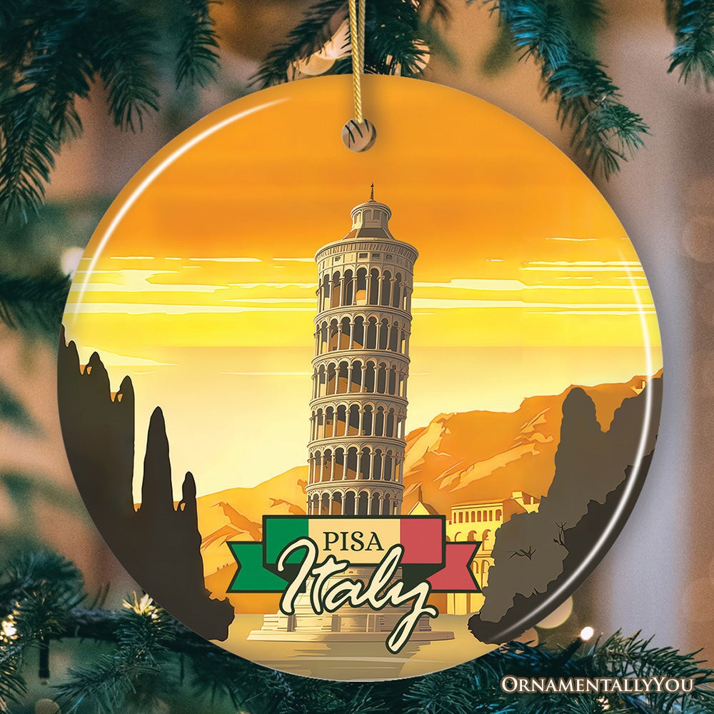 Sunset in Pisa Italy Vintage Art Christmas Ornament | OrnamentallyYou