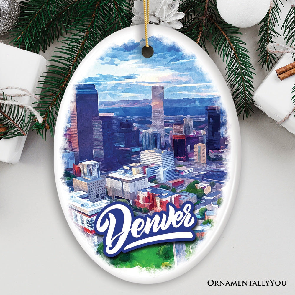Vibrant Watercolor Art Denver Ornament Colorado Gift | OrnamentallyYou