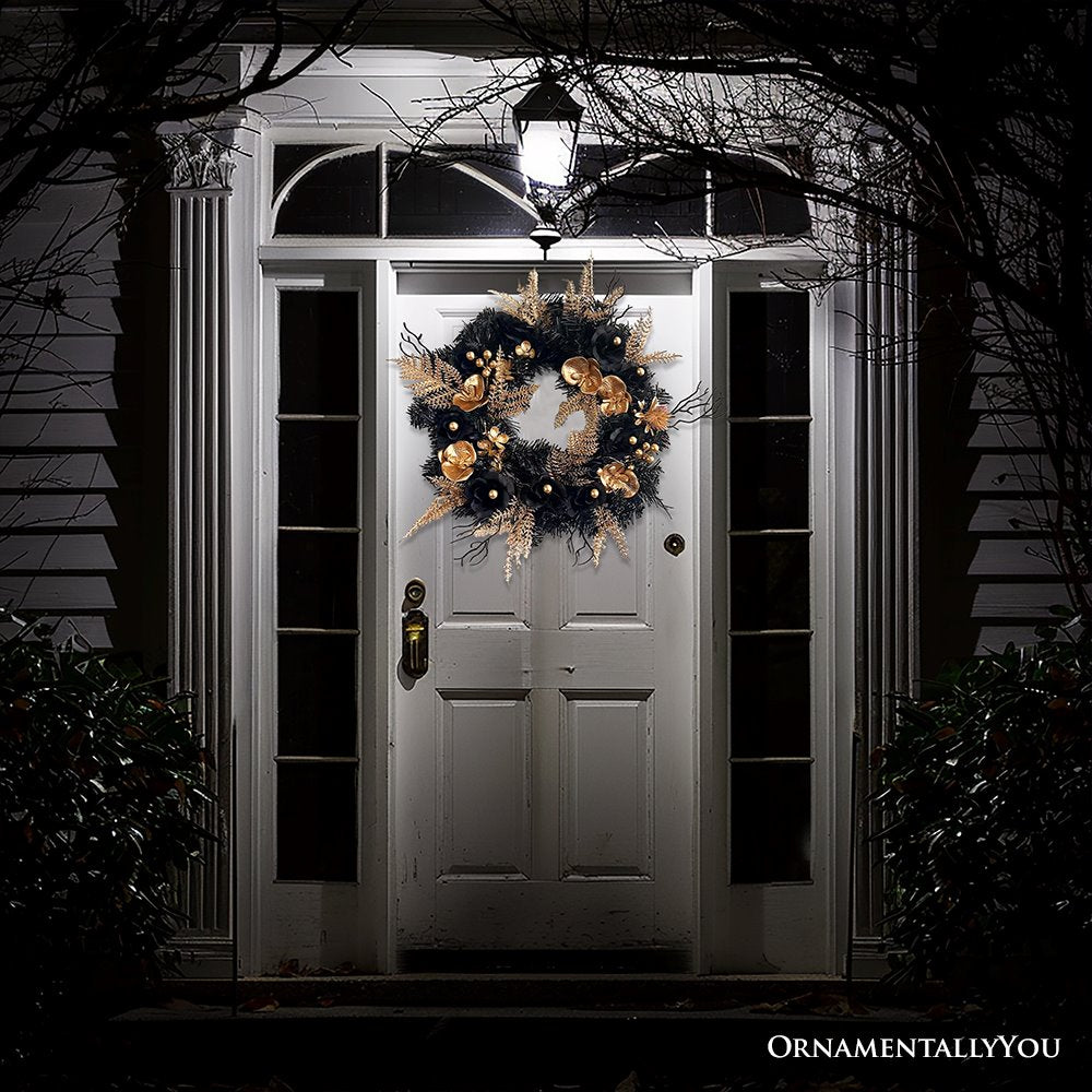 Black and Bronze Elegantly Goth 20" Wreath | OrnamentallyYou