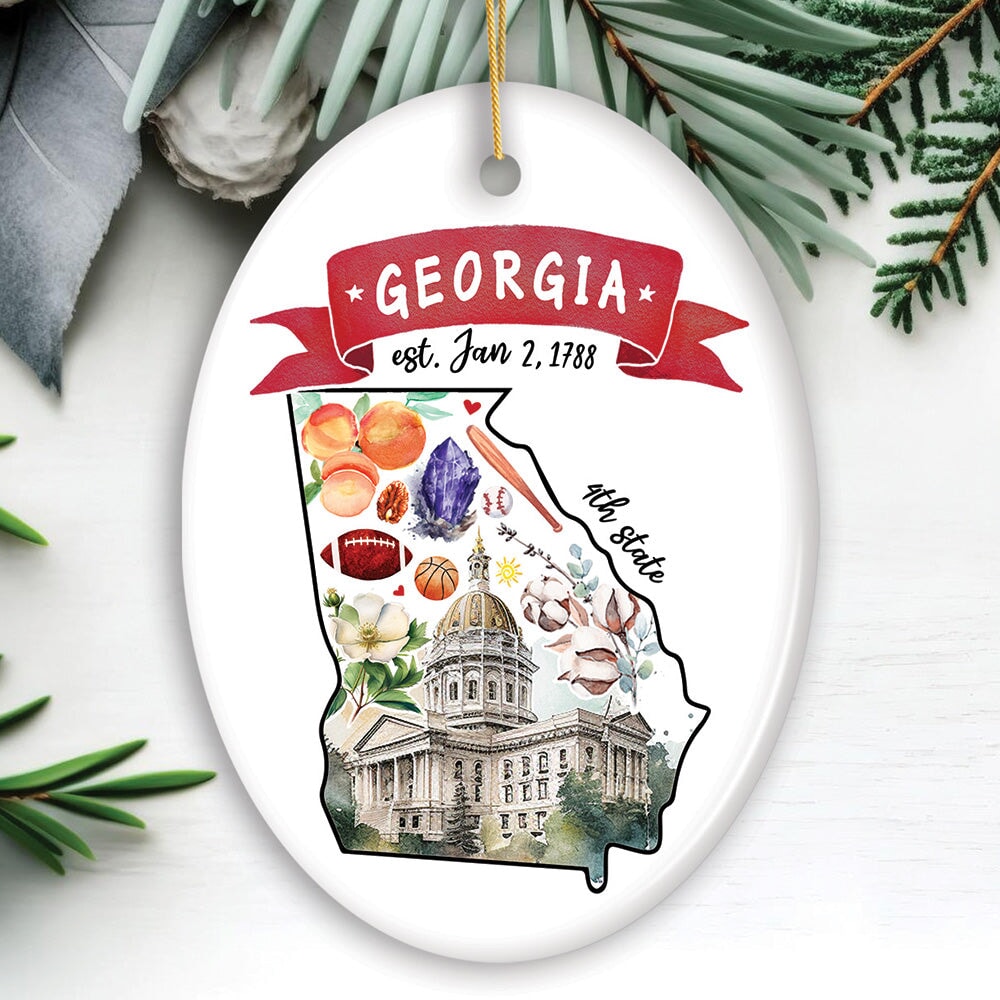 Artistic Georgia State Themes Christmas Ornament | OrnamentallyYou