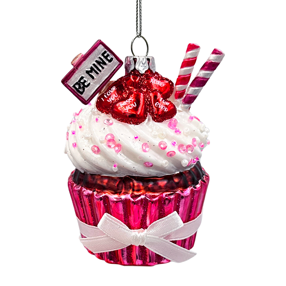Romantic Cupcake Glass Ornament, Sweet Holiday Decor | OrnamentallyYou