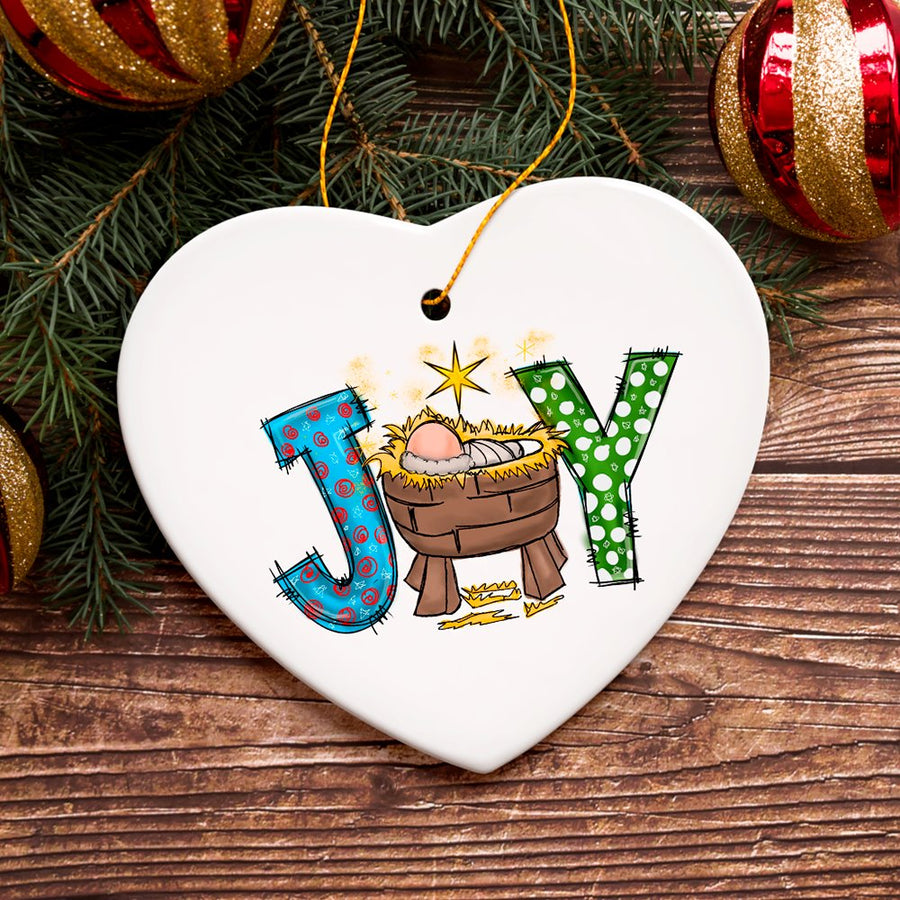 Joy Nativity Baby Jesus Ceramic Christmas Ornament | OrnamentallyYou