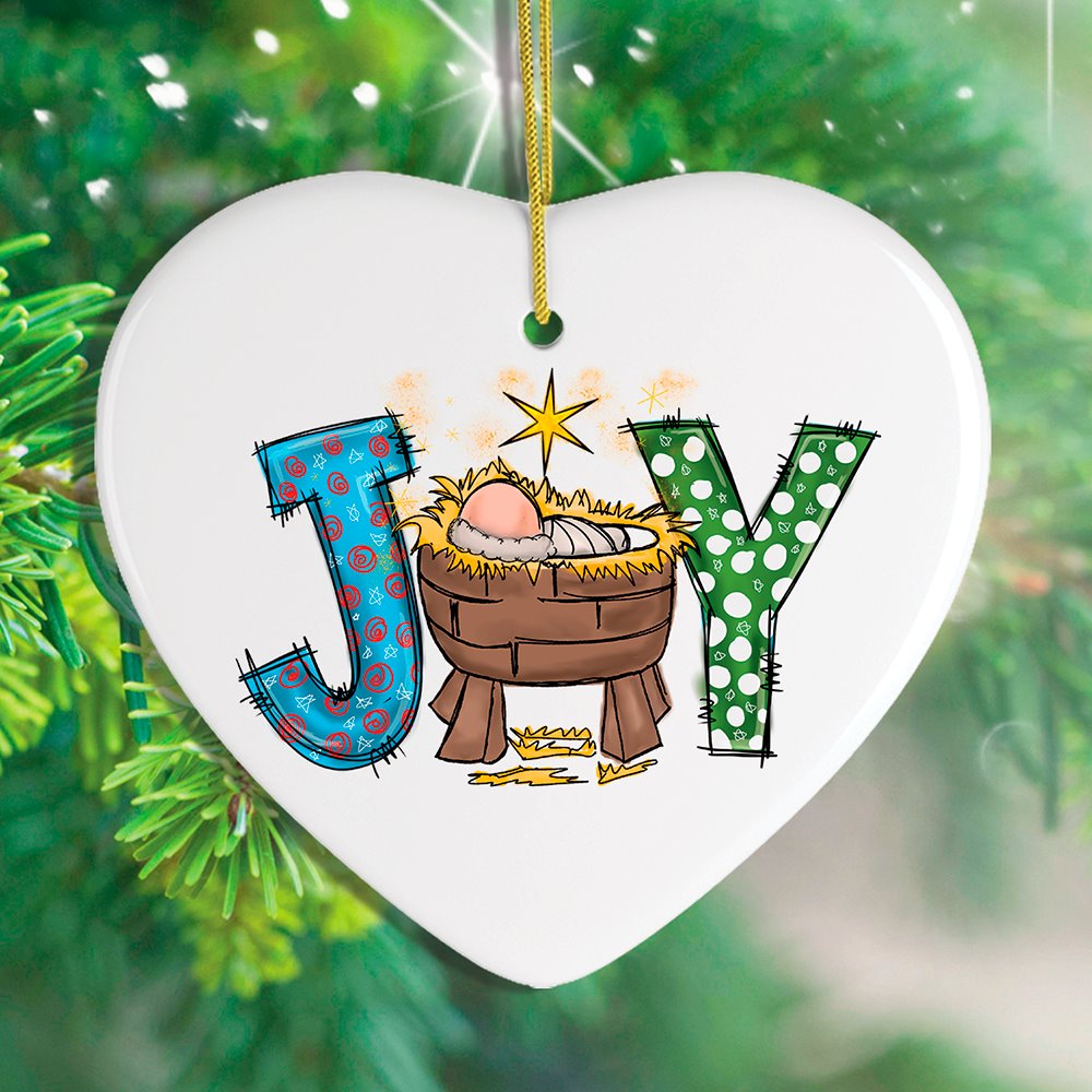 Joy Nativity Baby Jesus Ceramic Christmas Ornament | OrnamentallyYou