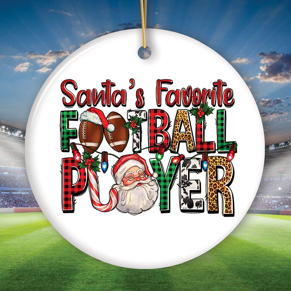 Santa’s Favorite Football Player Festive Ornament | OrnamentallyYou