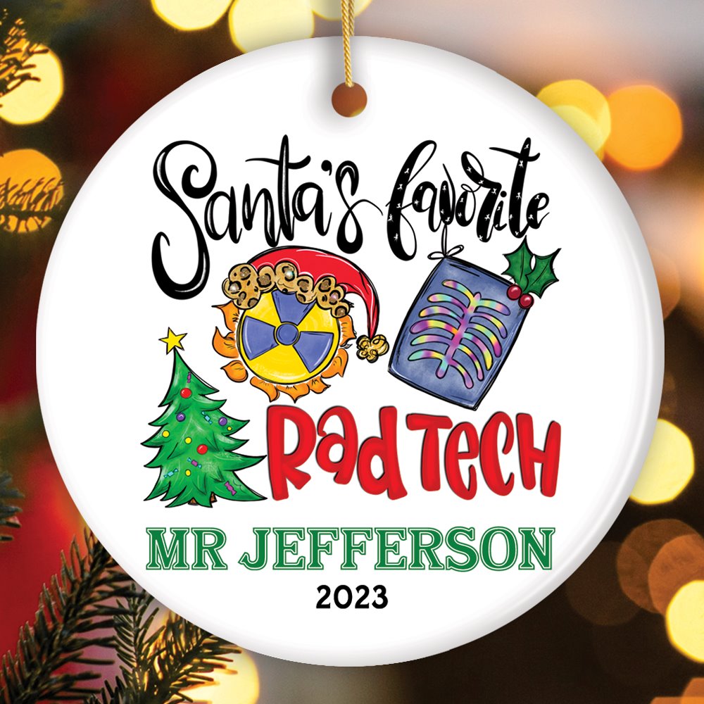 Santa's Favorite Rad Tech Custom Christmas Ornament | OrnamentallyYou