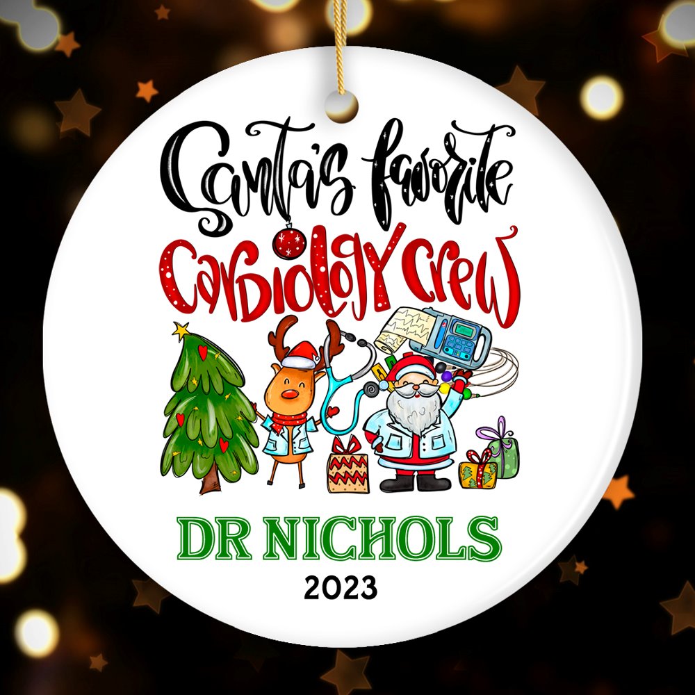 Santa's Favorite Cardiology Crew Custom Ornament | OrnamentallyYou