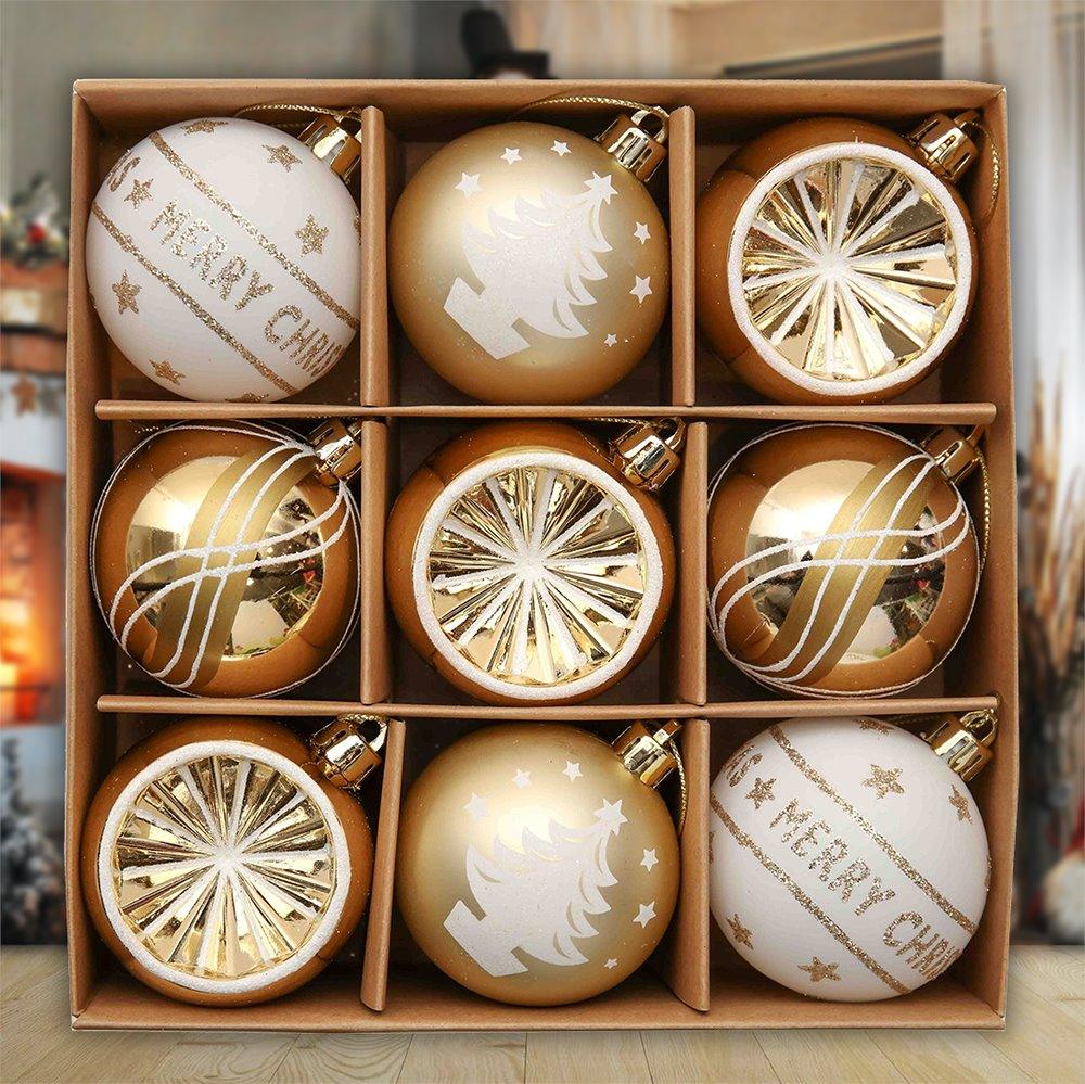 Elegant Gold and Glitter 9 Piece Christmas Ornament Set – OrnamentallyYou