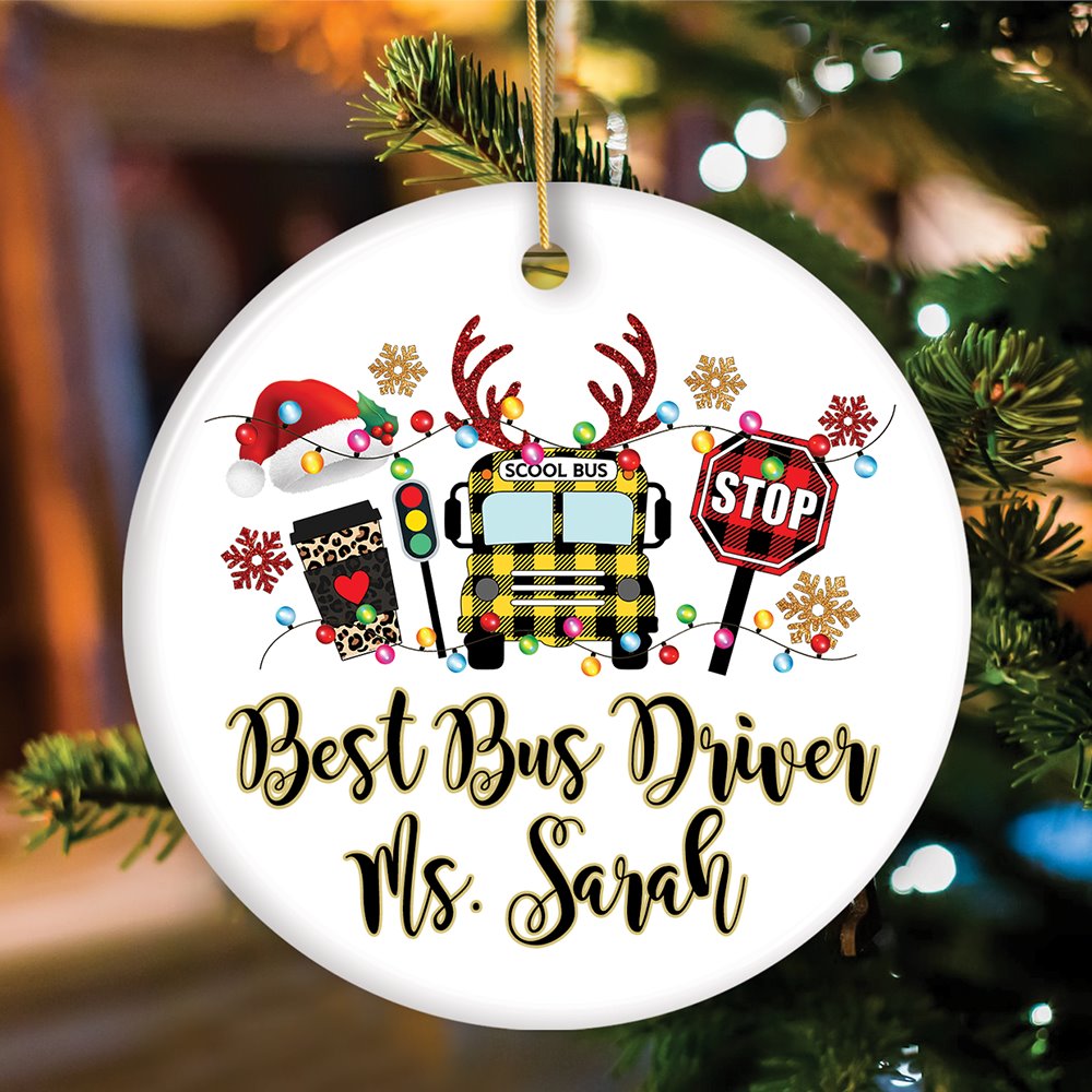 Personalized Bus Driver Merry Christmas Ornament | OrnamentallyYou