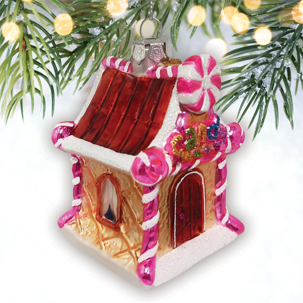 Sweet Treat Cottage Candy Lane House Glass Ornament | OrnamentallyYou
